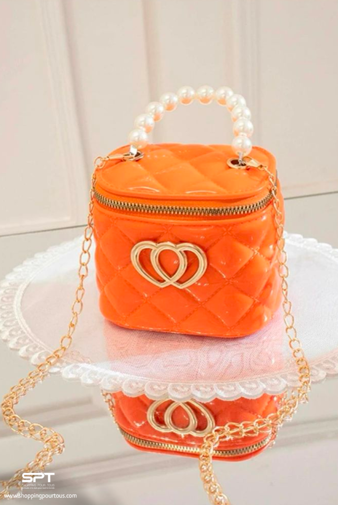 Sac orange à corde, design original, minimaliste – Shopping Pour Tous